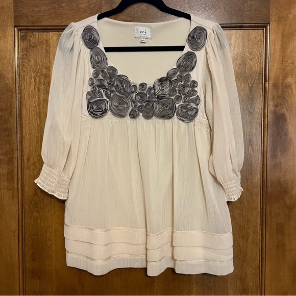 ECI | Tops | Eci New York Rosette Blouse 6 | Poshmark